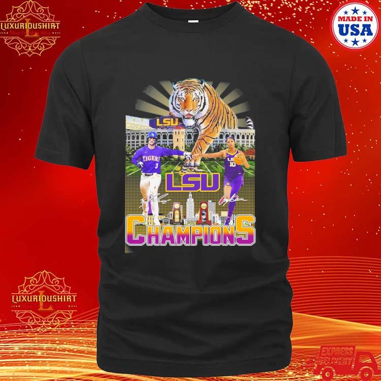 Official lSU Tigers Champions Dylan Crews And Angel Reese T-Shirt ...