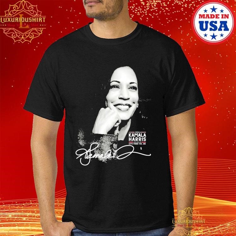 Official Kamala Harris Face Retro 90s Let's Finish The Job Signature ...
