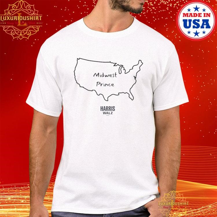 Official Midwest Prince Tim Walz Kamala Harris Map T-shirt, hoodie ...